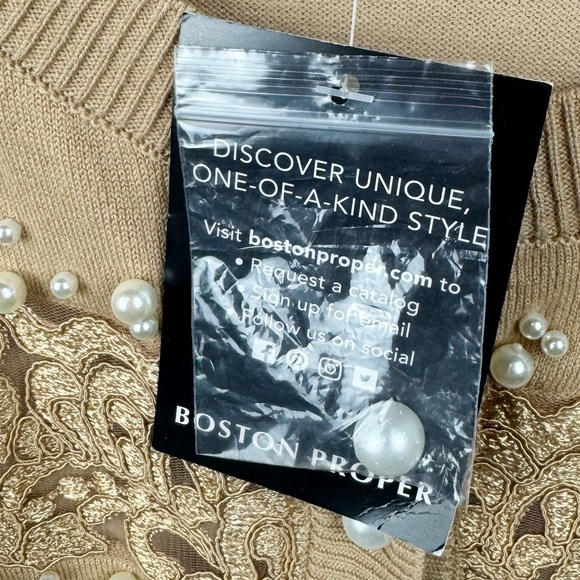 Boston Proper | Sweaters | Boston Proper Pearl And Lace Embellished ...